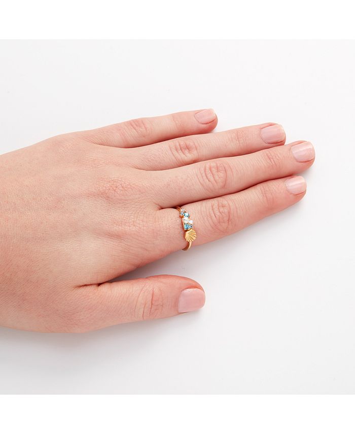 Olivia Burton Crystal & Imitation Pearl Shell Statement Ring - Macy's