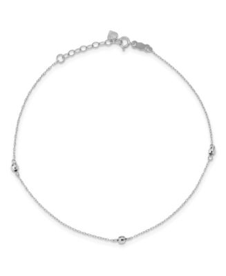 Reflective Beaded Anklet with Adjustable 1" extension in 14k White Gold ...