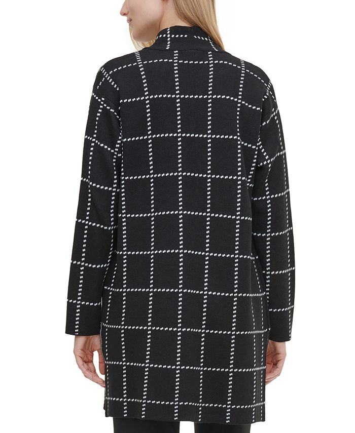 Calvin Klein Printed Open-Front Longline Cardigan - Macy's