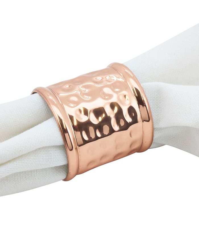 Saro Lifestyle Dinner Napkin Ring with Moscow Mule Ribbed Design, Set ...
