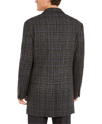 Calvin Klein Men's Slim-Fit Gray Plaid Prosper Overcoat - Macy's