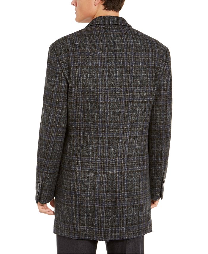 Calvin Klein Men's Slim-Fit Gray Plaid Prosper Overcoat - Macy's