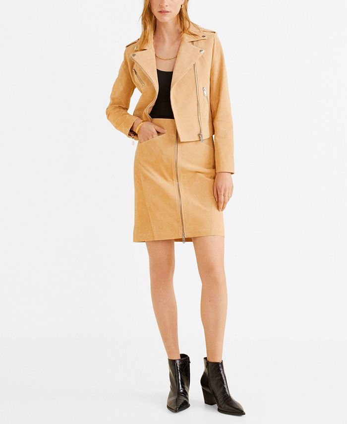 MANGO Suede Biker Jacket - Macy's