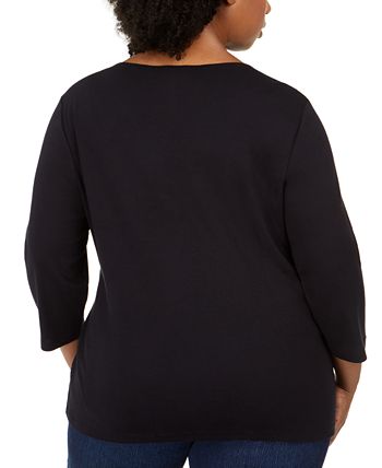 Karen Scott Plus Size Flamingo Elves Top, Created for Macy's & Reviews ...