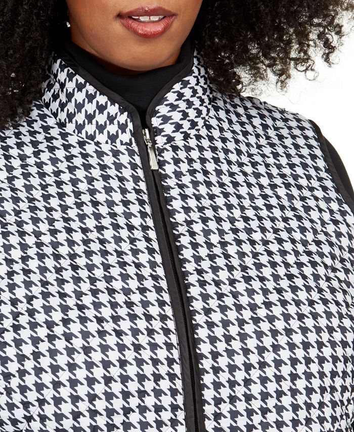 Karen Scott Plus Size Cozy Houndstooth Puffer Vest, Created for Macy's ...