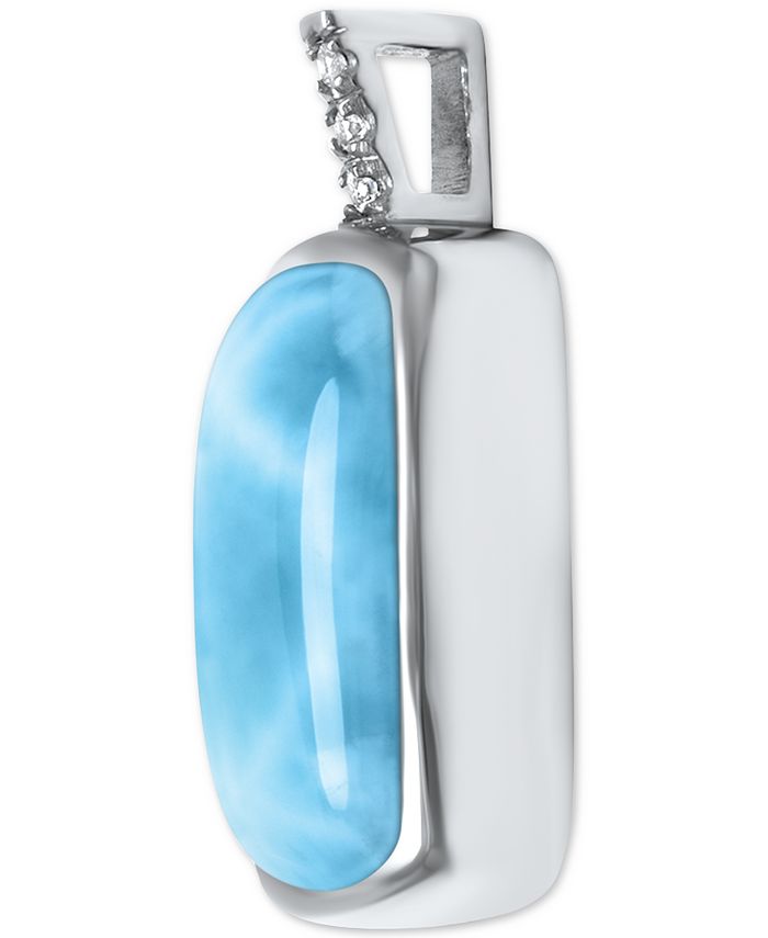 Marahlago Larimar (10 x 15mm) & White Sapphire Accent 21" Adjustable ...