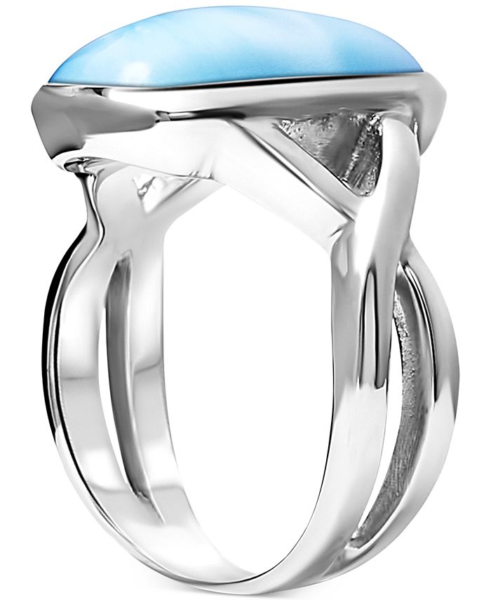 Marahlago Larimar (9 x 15mm) Statement Ring in Sterling Silver - Macy's