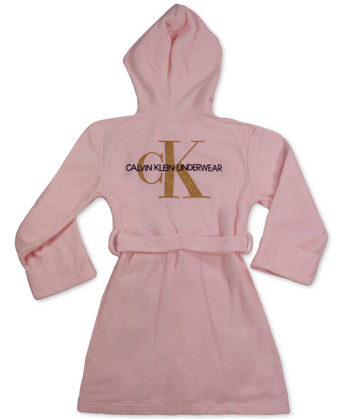 Calvin Klein Big Girls Cozy Logo Hooded Robe - Macy's