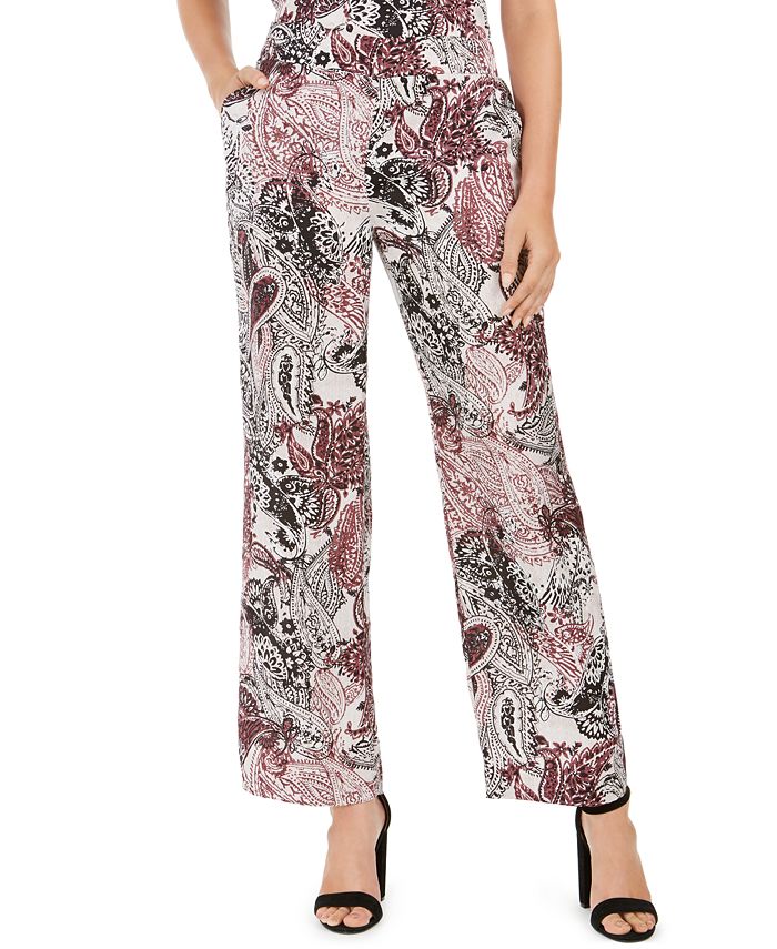 Nine West Pull-On Wide-Leg Printed Pants - Macy's