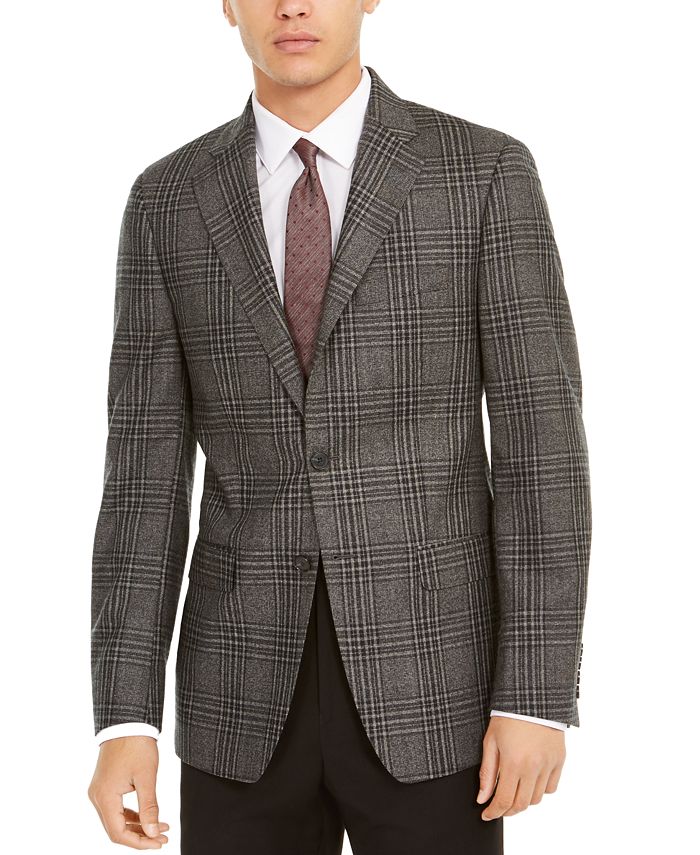 Calvin Klein Men's Slim-Fit Plaid Wool Sport Coat - Macy's