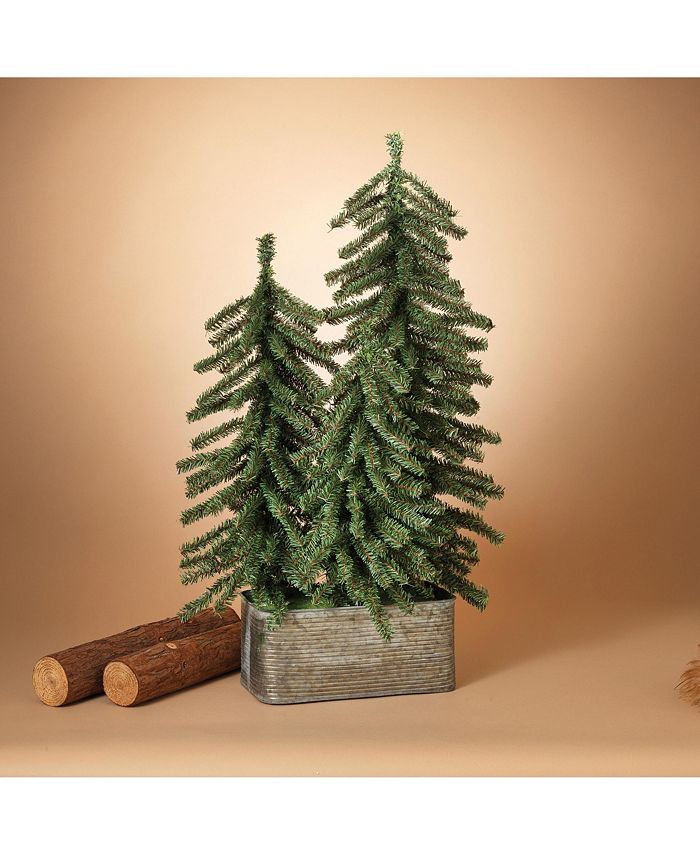 Gerson & Gerson 36-Inch High PVC Pine Tree Trio in a Corrugated Metal ...