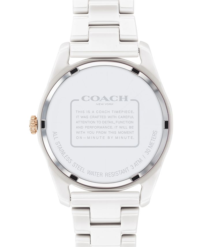 COACH Women's Preston White Ceramic Bracelet Watch 36mm - Macy's