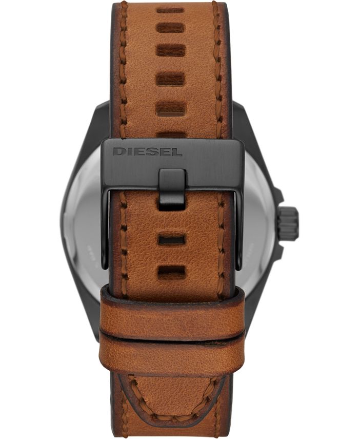 Diesel Men's MS9 Brown Leather Strap Watch 43mm - Macy's