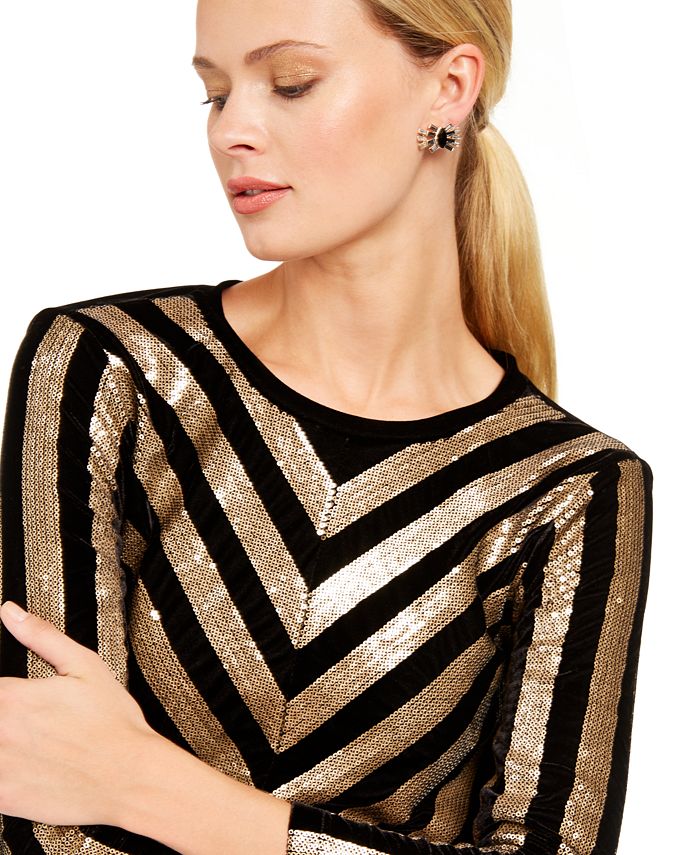 INC International Concepts I.N.C. Petite Velvet Sequined Chevron Top ...