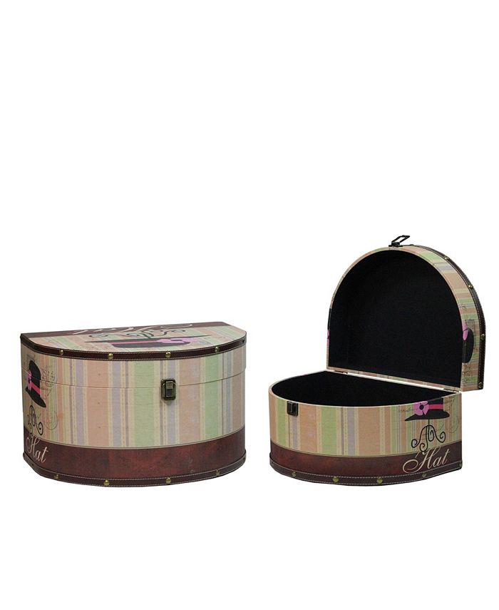 Northlight Set of 2 Wooden Vintage-Inspired Decorative Hat Storage ...