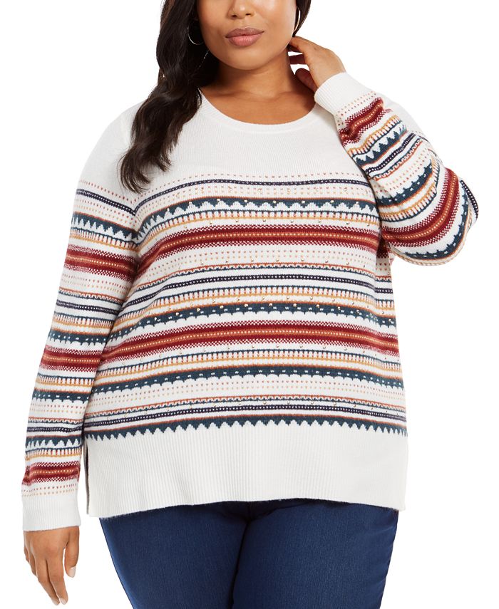 Style & Co Plus Size Striped Sweater, Created for Macy's - Macy's