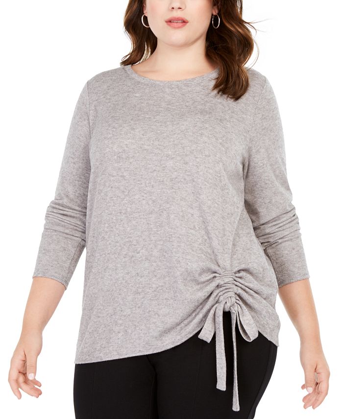 INC International Concepts INC Plus Size Drawstring-Ruched Top, Created ...