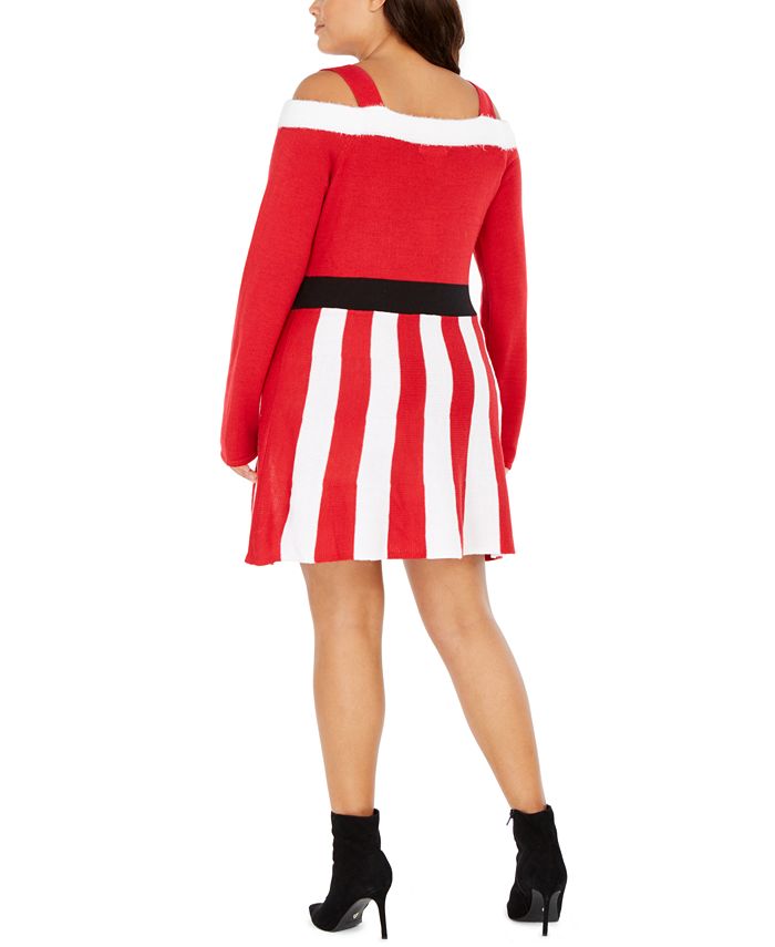 Planet Gold Trendy Plus Size Cold-Shoulder Santa Dress - Macy's