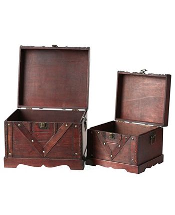 Vintiquewise Wooden Treasure Box, Old Style Treasure Chest - Macy's
