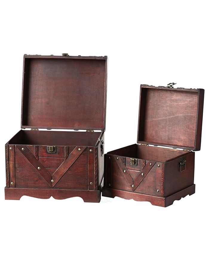 Vintiquewise Wooden Treasure Box, Old Style Treasure Chest - Macy's