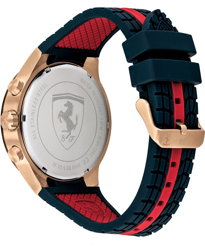 Ferrari Men's Chronograph RedRev Blue Silicone Strap Watch 46mm - Macy's