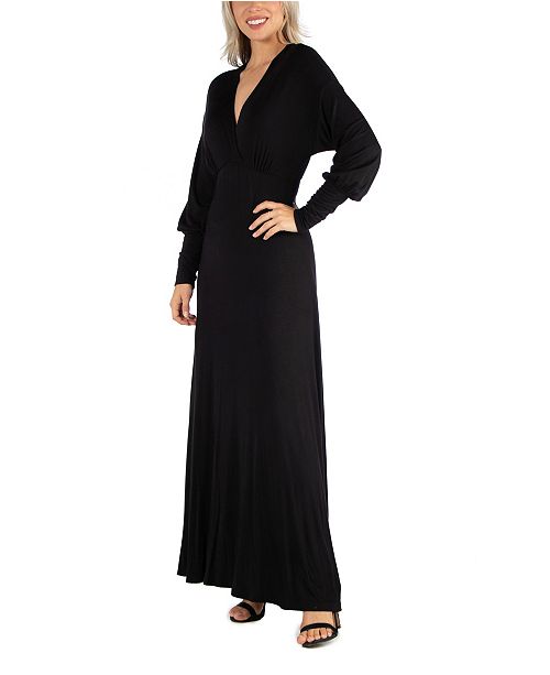 24seven Comfort Apparel Women's Formal Long Sleeve Maxi Dress & Reviews ...