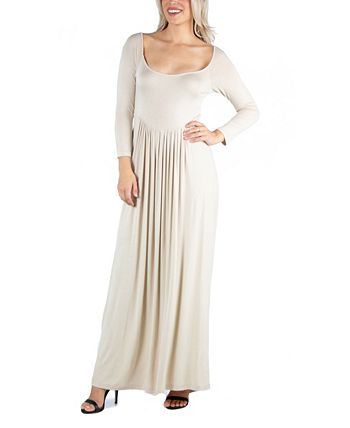 24seven Comfort Apparel Women's Long Sleeve Pleated Maxi Dress - Macy's