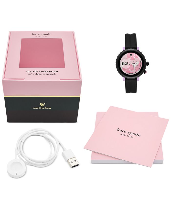 kate spade new york Women's Sport Scalloped Black Silicone Strap ...