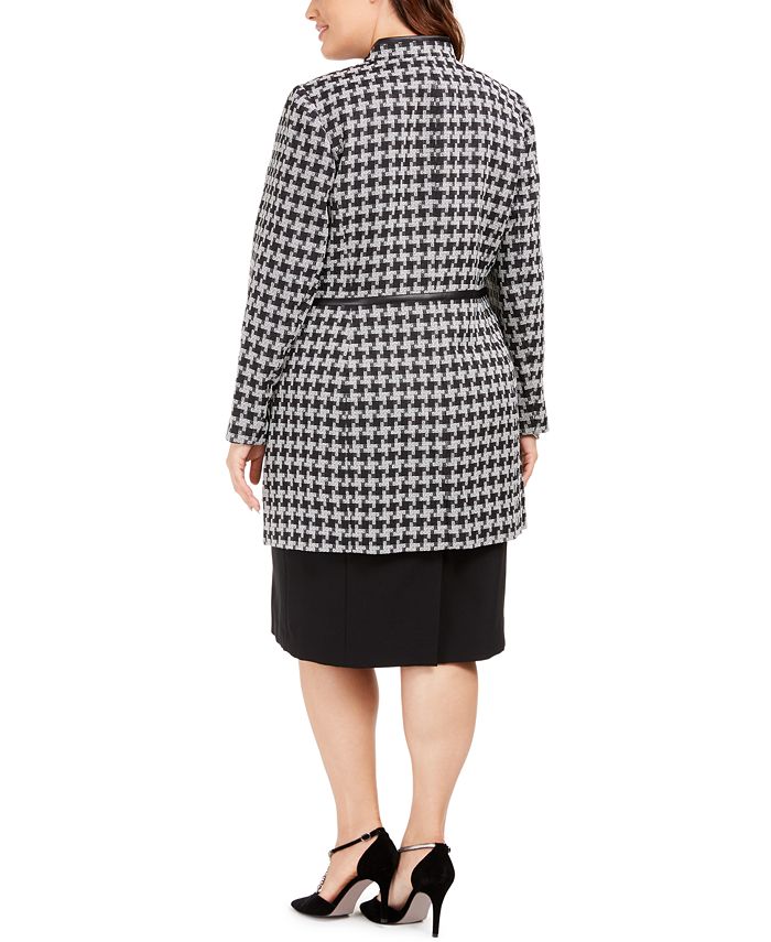 Kasper Plus Size Houndstooth Printed Topper Jacket - Macy's