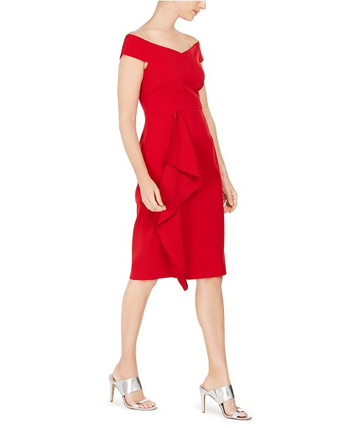 Vince Camuto Off The Shoulder Side Ruffle Sheath Dress And Reviews