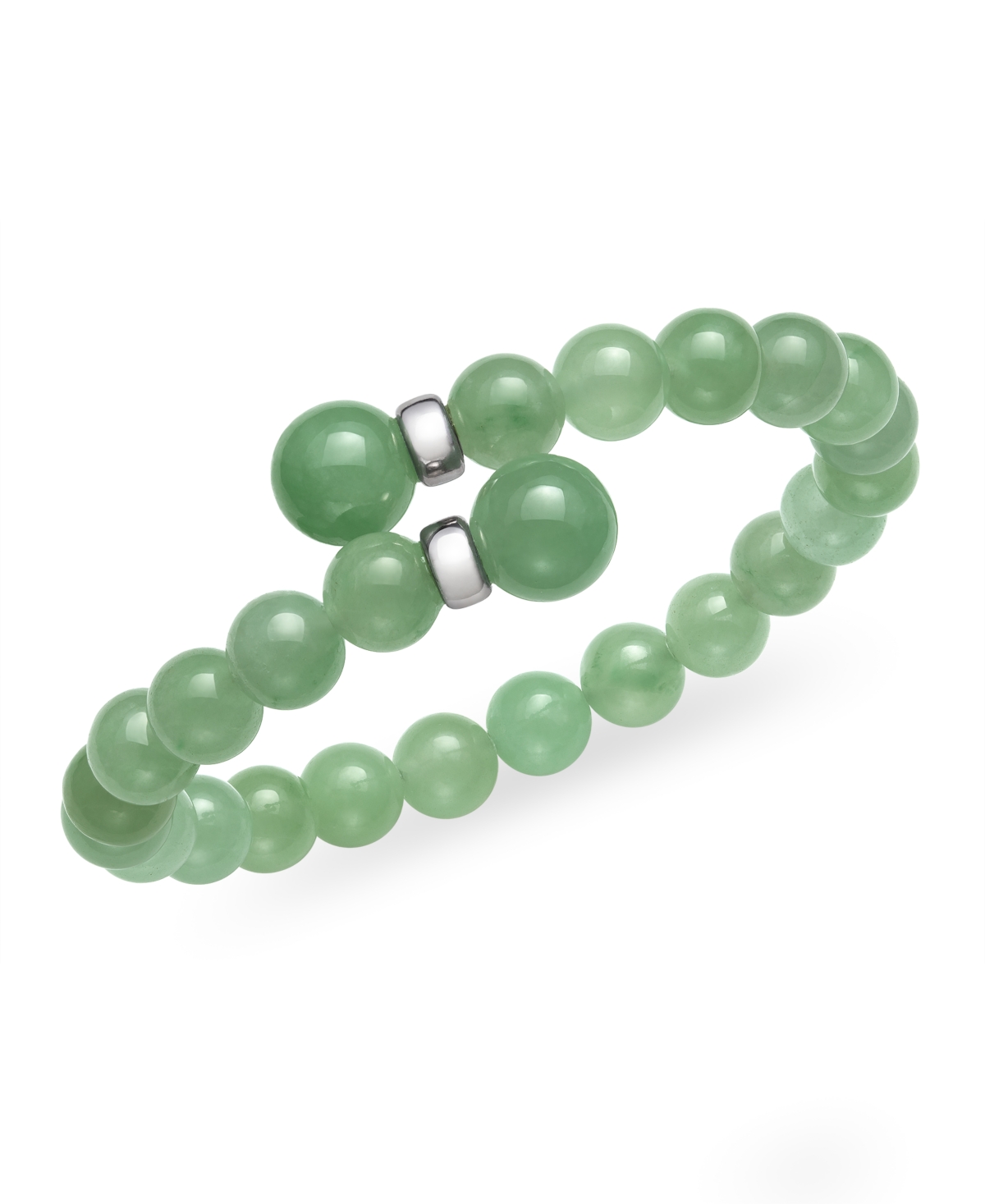 Click here for Green Jade (16 mm) Wrap Open Bangle Bracelet in St... prices
