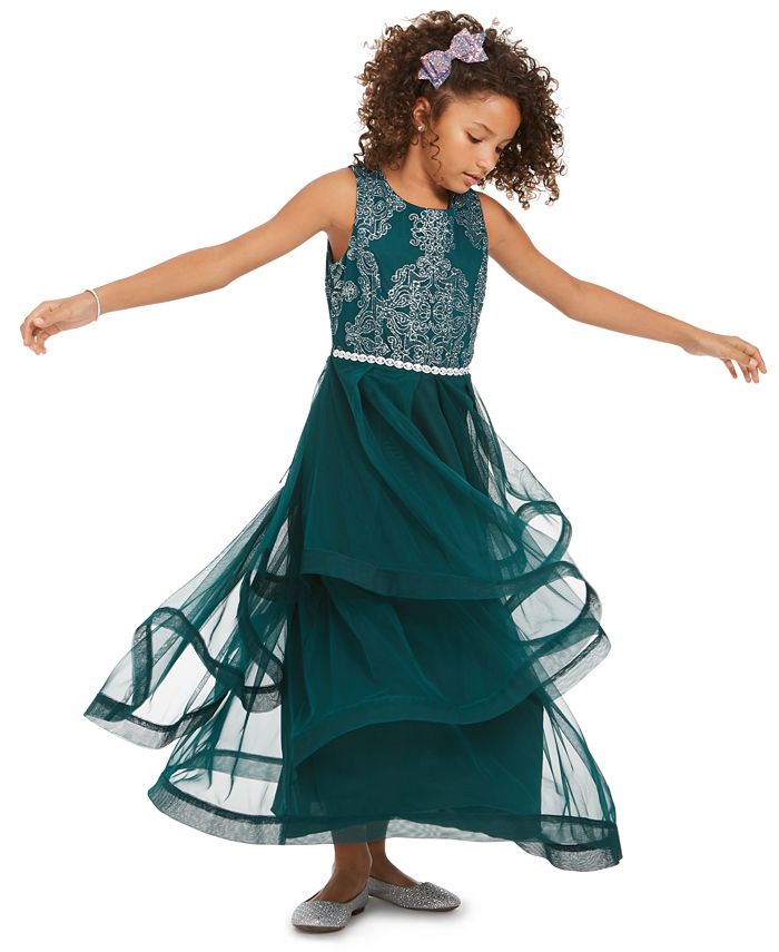 Speechless Big Girls Beaded Crinoline-Trim Dress - Macy's