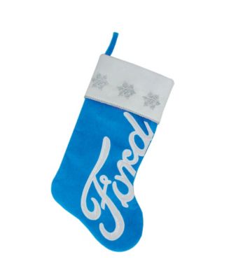 Northlight 16" Blue and White Ford Decorative Christmas Stocking - Macy's
