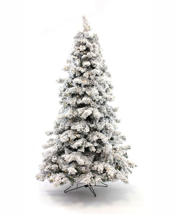 Perfect Holiday 5' Pre-Lit Flocked Christmas Tree with Warm White LED ...