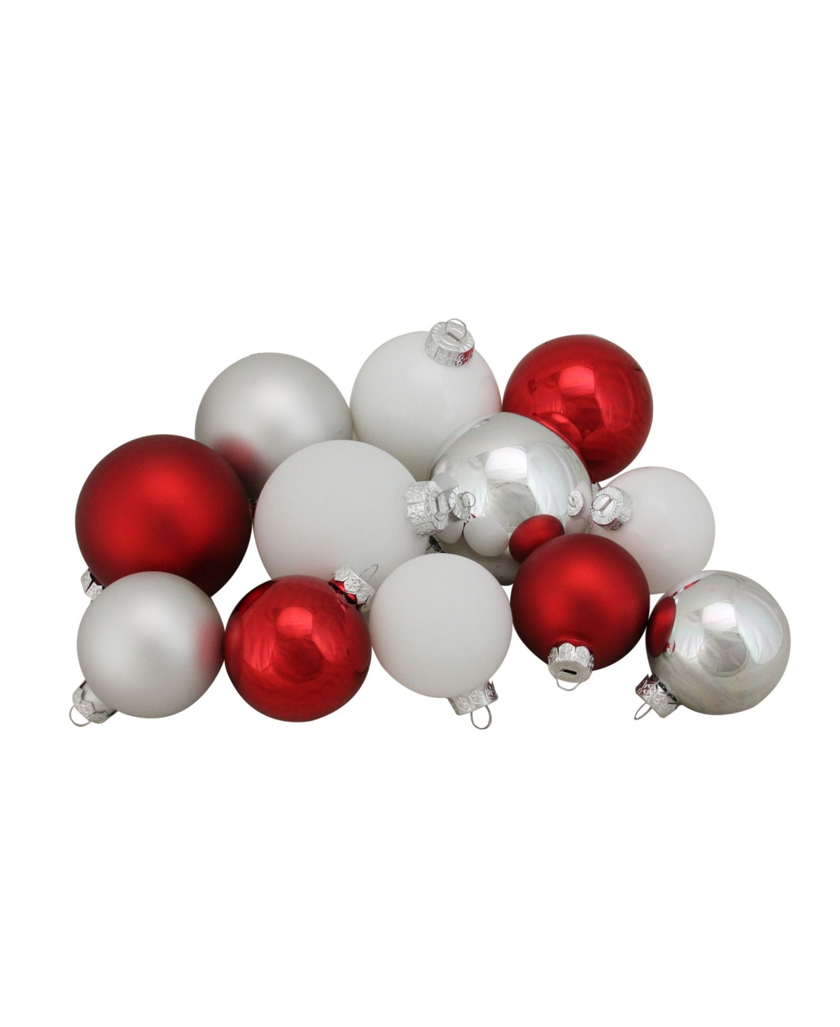 Click here for Northlight 96ct Red Silver and White Shiny and Mat... prices