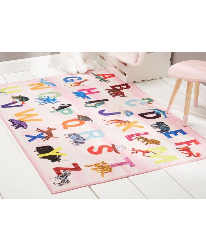 Eric Carle Home Dynamix Elementary Alphabet Decorative Pink Area Rug ...