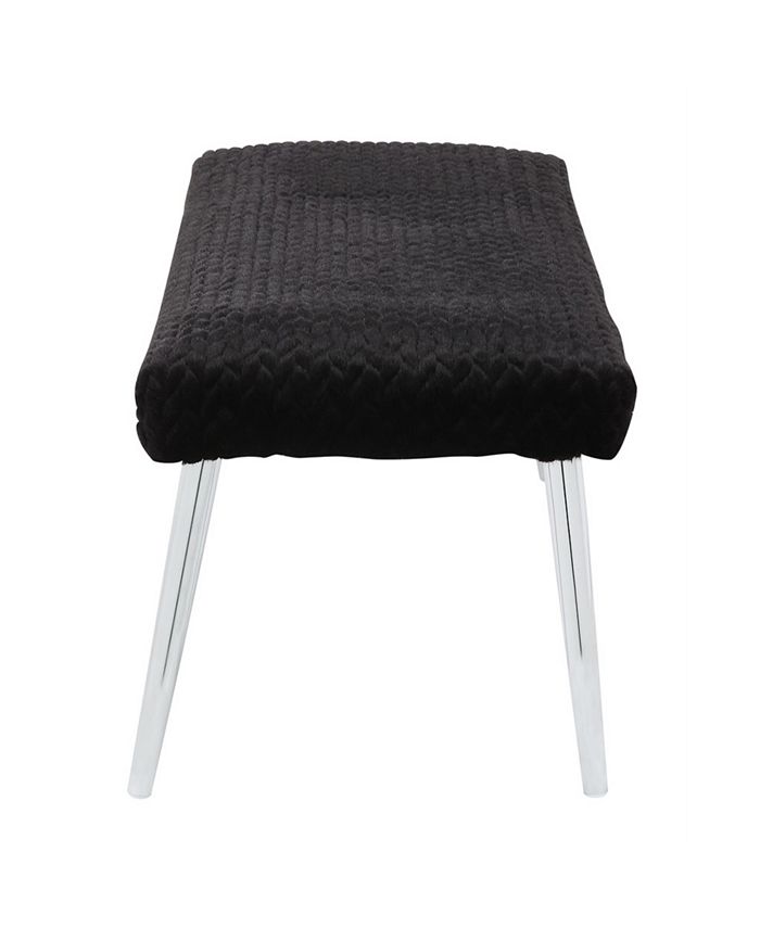 INSPIRED HOME Lamonte Faux Fur Leaf Textured Bench with Metal Legs - Macy's