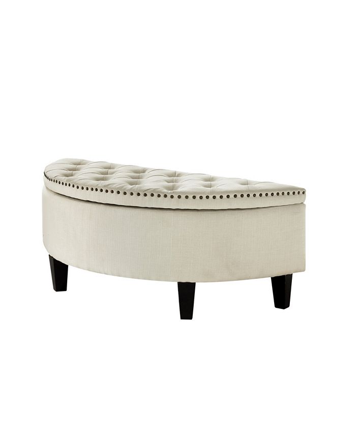 Inspired Home Jolie Upholstered Tufted Half Moon Storage Ottoman with ...