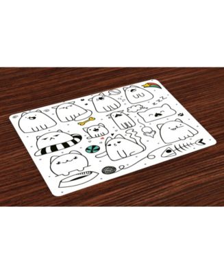 Ambesonne Cartoon Place Mats, Set of 4 - Macy's