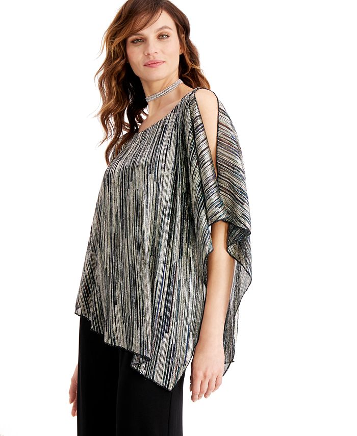 Connected Metallic Cape Overlay Jumpsuit, Created for Macy's - Macy's