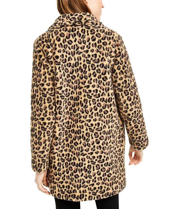 Calvin Klein Leopard-Print Fleece Flyaway Jacket - Macy's