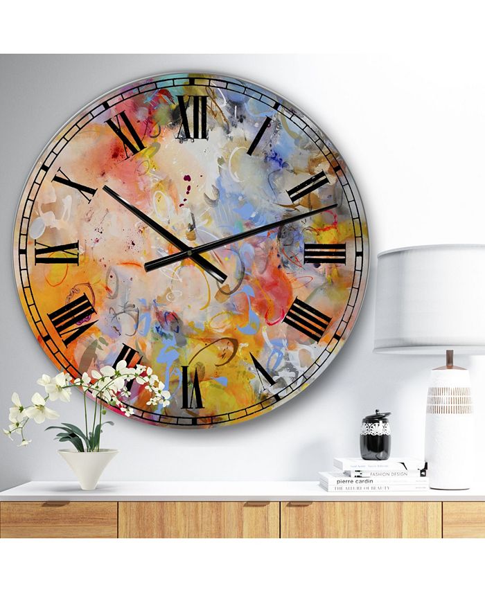 Designart Blue and Yellow Color Whirls Large Modern Wall Clock - 36" x ...