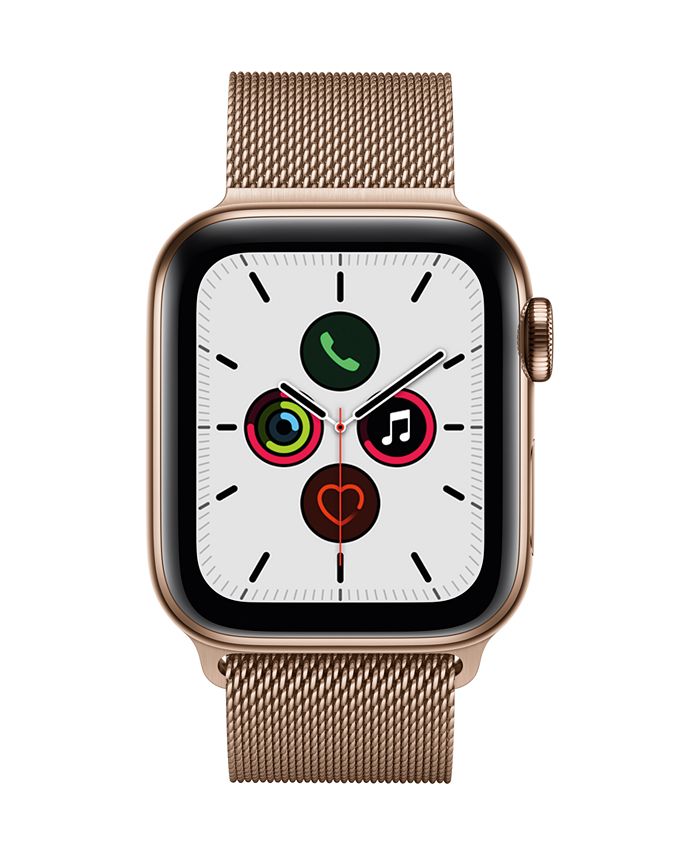 Apple Watch Series 5 GPS + Cellular, 40mm Gold Stainless Steel Case ...
