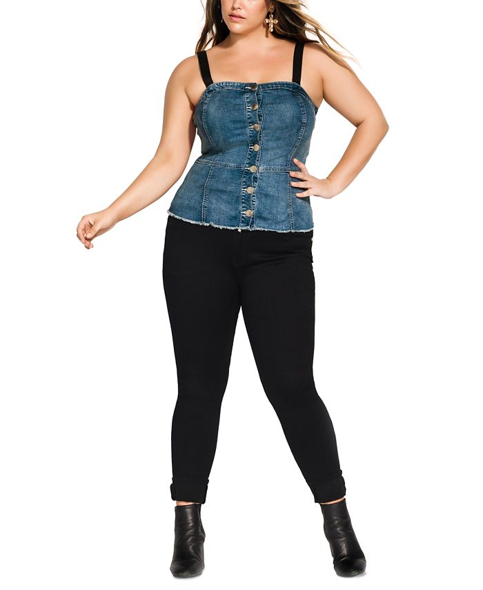 City Chic Plus Size Denim Bustier Top - Macy's