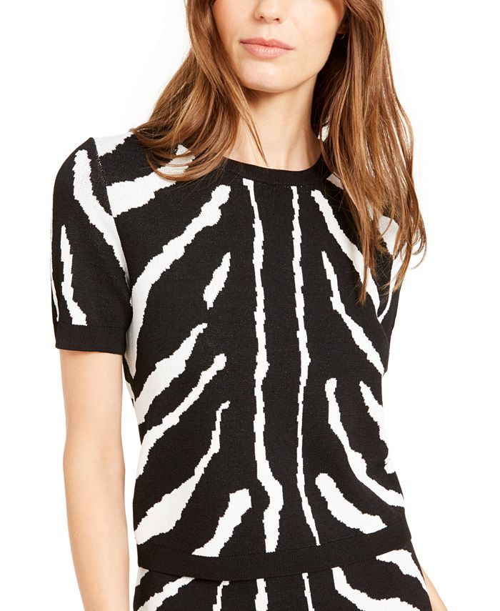 Bar III Zebra-Striped Sweater, Created For Macy's - Macy's