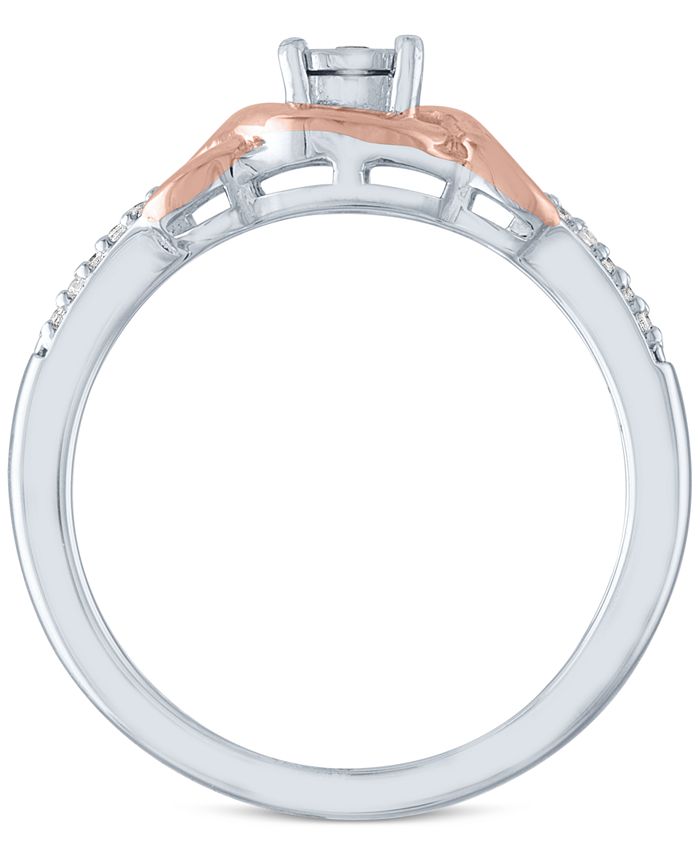 Macy's Diamond Two-Tone Promise Ring (1/4 ct. t.w.) in Sterling Silver ...