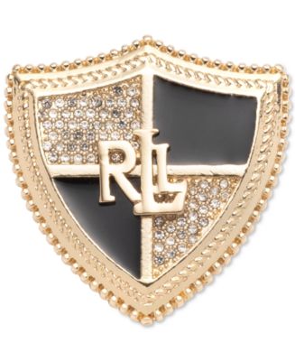 Lauren Ralph Lauren Gold-Tone Pavé Logo Shield Pin - Macy's