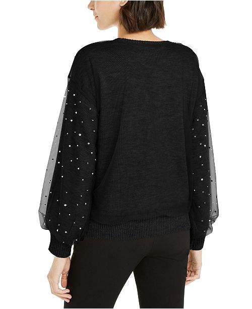 INC International Concepts INC Embellished-Overlay Sweater, Created for ...