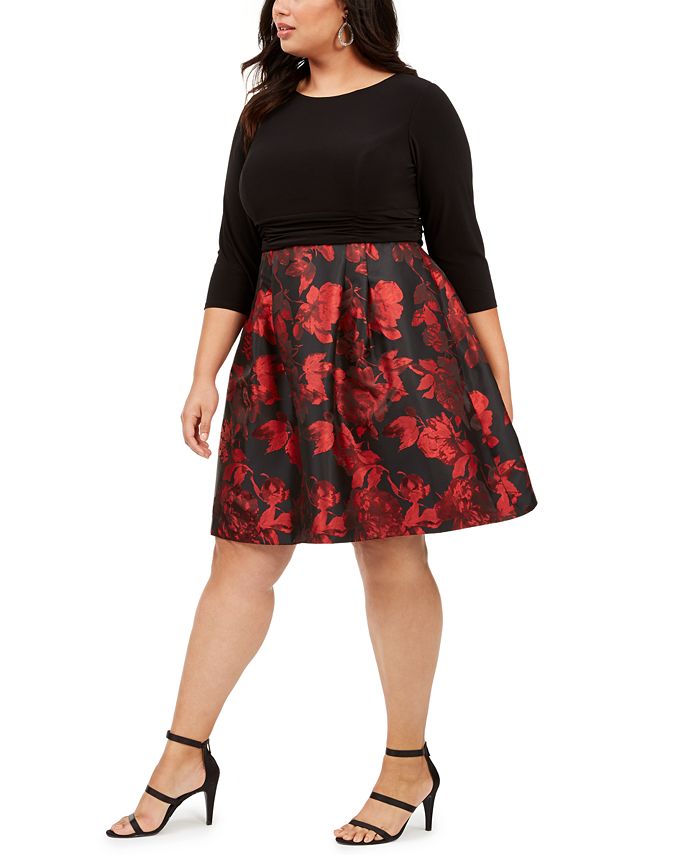 Jessica Howard Plus Size Floral Print Fit And Flare Dress Macys