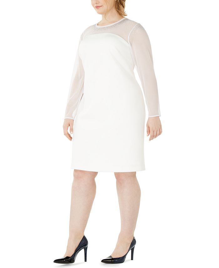 Calvin Klein Plus Size Illusion Detail Sheath Dress Macys